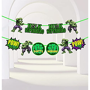Superhero Hulk Banner Door Sign Banner Superhero Hulk Party Decorations for Kids Boys Birthday Baby Shower