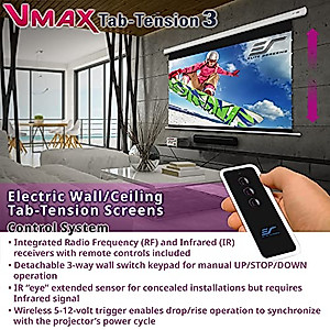 Elite Screens VMAX Tab Tension 3 Series, 110-INCH Electric Motorized Projector Screen CineWhite ISF Material Movie Home Theater, VMAXT110XWH3