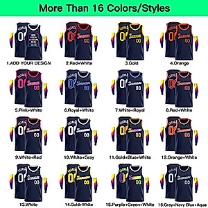 Custom Basketball Jersey Hip-Hop Shirts Stitched or Printed Personalized Name Number for Men/Boy, 16.navy&white, One Size
