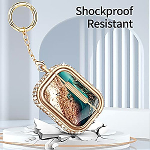 AIRSPO Case Cover for AirPods Pro 2nd Generation Flower Patterns Protective AirPods Pro 2 Case for Women AirPods Pro 2 Earbuds Wireless Charging Case with Keychain (Drift Sand)