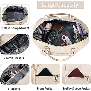 Weekend bag for Women Overnight Bag Large Travel Bag Carry on Weekend Duffle Bag with Shoe Compartment Fit Perfect for Travel/Business/Gift（Brown+New）