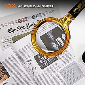 Magnifying Glass, 10X Portable Handheld Magnifier for Science, Reading Book, Inspection Coins, Rocks, Map