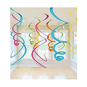 Multicolor Plastic Swirl Decorations - 22", 12 Pcs