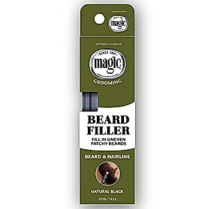 SoftSheen-Carson Magic Grooming Beard Filler Pencil Brush for Men, Waterproof, Fill in Patchy Beard & Cover Greys, Natural Black Shade, Black, 0.05 Fl Oz