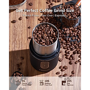 DmofwHi Cordless Coffee Grinder Electric, USB Rechargeable Coffee Bean Grinder with 304 Stainless Steel Blade and Removable Bowl-Black