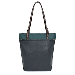 Chala Group Chala Deluxe Vegan Leather Every Day Tote Bag Purse : 13.5 x 14 inches (Turtle)