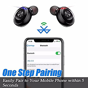 Earbuds Mini Headphones Headset, Hi-Fi Stereo in-Ear Earphones with 300Mah Charging Case, Touch Control, IPX5 Waterproof with LED Display Built-in Mic for Sports, Workout, Gym