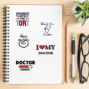 50Pcs Medical Stickers | Doctor Nurse Stethoscope Waterproof Vinyl Stickers | Cartoon Human Body Organ Anatomy Decals for Water Bottles, Laptop, Clipboard, Phone Case, Skateboard