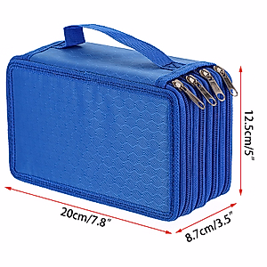 BTSKY® Handy Wareable Oxford Pencil Bag 72 Slots Pencil Organizer Portable Watercolor Pencil Wrap Case (Blue)