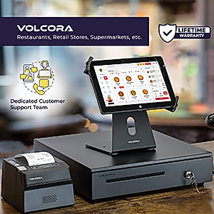 Cash Register Drawer for Point of Sale (POS) System, 5 Bill/7 Coin, 16" with Adjustable Coin Slots, 24V, RJ11/RJ12 Key-Lock, Media Slot, Black