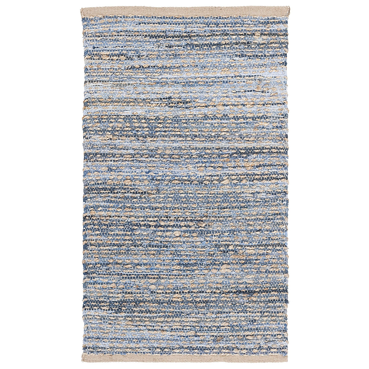 SAFAVIEH Cape Cod Collection Accent Rug - 2'3" x 4', Natural & Blue, Handmade Flat Weave Coastal Braided Jute, Ideal for High Traffic Areas in Entryway, Living Room, Bedroom (CAP350A)