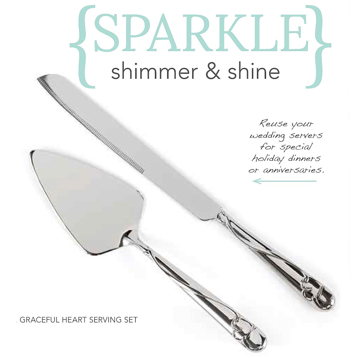 Hortense B. Hewitt Wedding Accessories Cake and Knife Serving Set, Graceful Heart