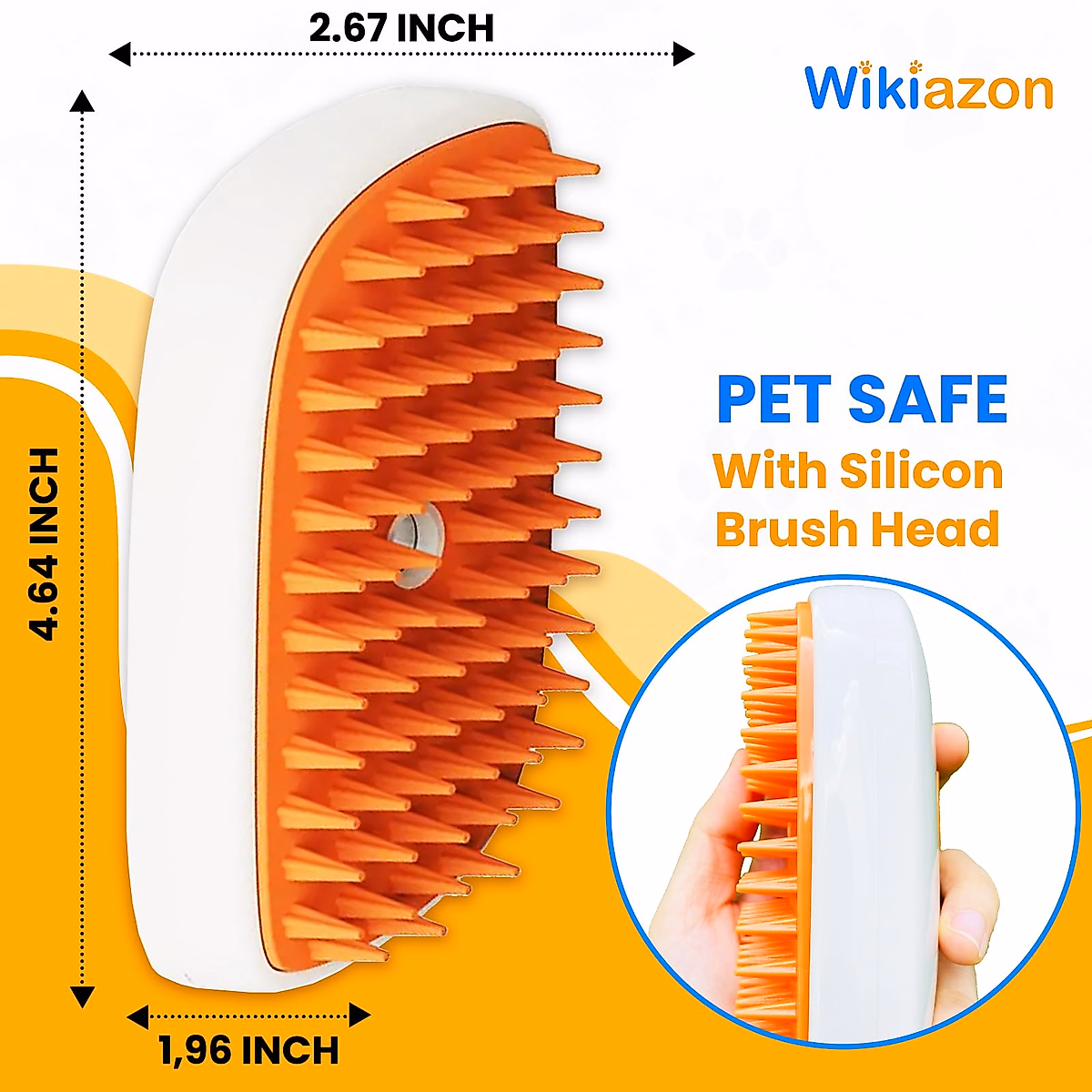 WIKIAZON 4 In 1 Cat Steam Brush, Easy Cleaning, Anti Static Shedding Spray Comb, Hair Removal, Misting Indoor Steamy Grooming Brush for Dog & Pet, Water Spritz Defur with Cloud & Pet Care (Orange Pro)