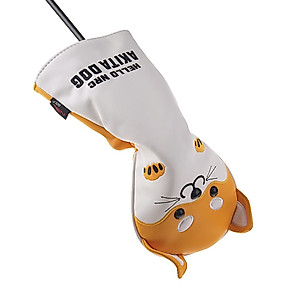 COOLSKY Golf Head Cover Cute Akita Dog Animal Cartoon Pattern for Driver Synthetic Leather PU Headcovers Yellow