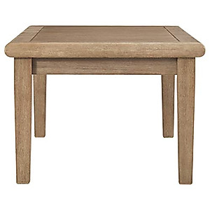 Signature Design by Ashley Gerianne Outdoor Rectangular Eucalyptus Wood Slat Top Coffee Table, Beige