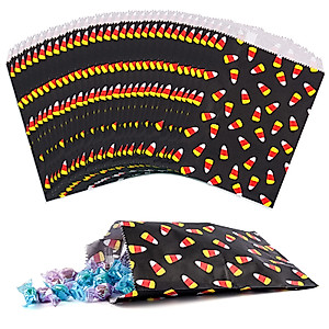 Kolewo4ever 100 Pieces Halloween Treat Bags Halloween Candy Corn Bag Halloween Paper Bags Candy Buffet Paper Bags for Chocolate Candy Cookies Party Favor