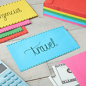 100 Pack Colorful Money Envelopes for Cash, Payroll, Money Saving, Coins, Currency, 100GSM (4 x 7 In)