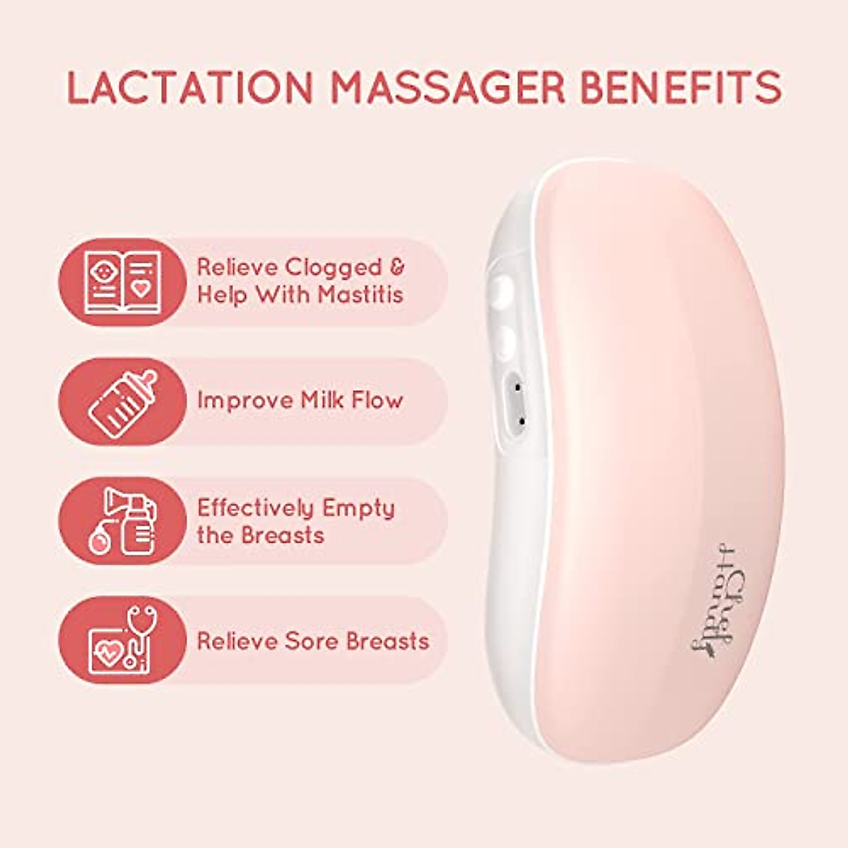 Breast Massager Breastfeeding, Lactation Massager with Heat, 6 Modes of Vibration Support for Improved Milk Flow, Clogged Ducts, Mastitis, Engorgement