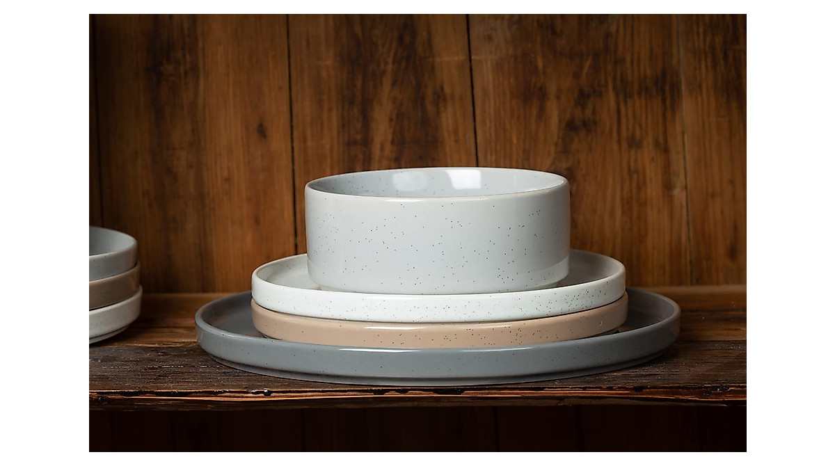 Famiware Nebula Plates and Bowls Set, 12 Pieces Dinnerware Sets, Dishes ...