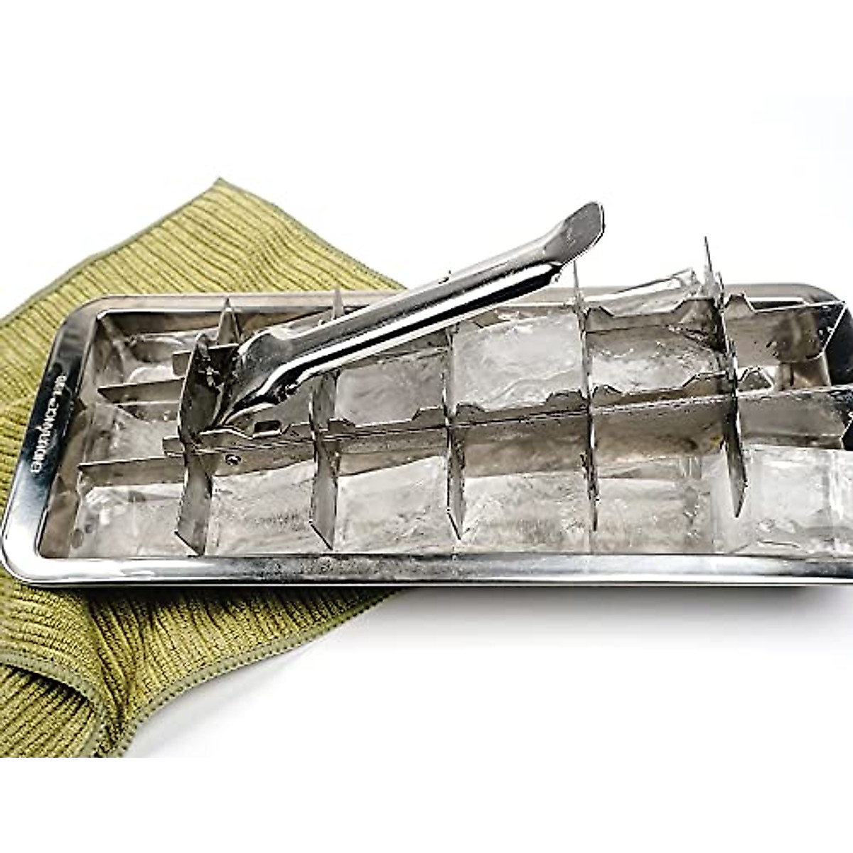 RSVP International Endurance® Vintage Inspired Ice Cube Tray, 11" | Retro Design for Bars & Kitchens | Levers Remove Cubes | Heavy Duty Stainless Steel | Dishwasher Safe