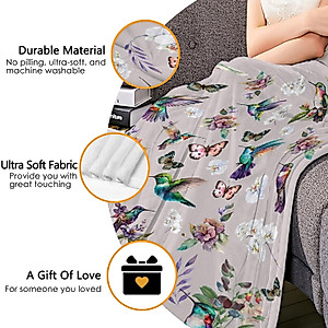 Hummingbird Throw Blanket Butterfly Hummingbirds Theme Blanket for Women Girls Hummingbird Gifts for Bird Lovers Bird Flower Blanket for Couch Bed Outdoor 40"x50"for Kids/Child