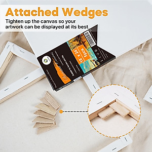 conda 8x10 inch Stretched Canvas for Painting, Pack of 10, 100% Cotton, 5/8 in Profile Blank Stretched Canvas Value Bulk Pack Art White Canvas for Acrylics, Oils Painting