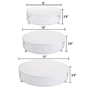 Hedume Set of 3 Cake Stand, Dessert Display Cupcake Stands, Round Metal Cake Stands, Cupcake Pastry Candy Display Plate for Wedding, Event, Birthday Party