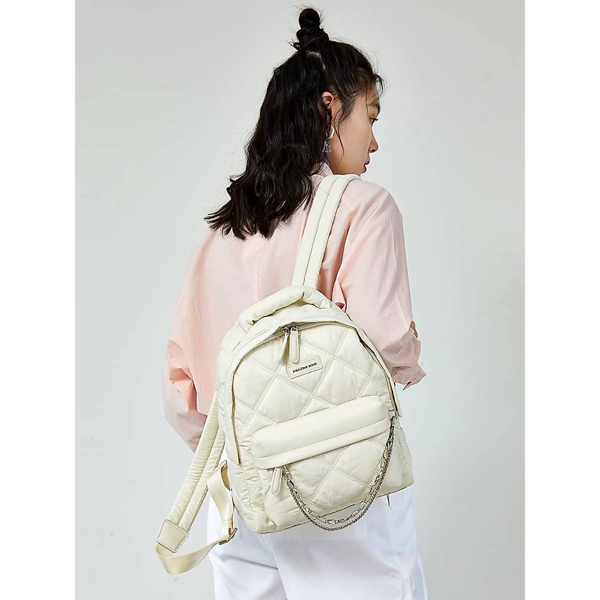 Amazing Song Puffer Quilted Backpack for Women, with Box Designer Waterproof Lightweight Puffy Daypack Travel Work