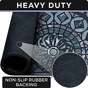 ubdyo Spring Half Circle Rug - Front Door Mat Outside Entrance - Half Moon Outdoor Mat - Welcome Mat Outdoor - Door Mat Outdoor Entrance - Outside Door Mats for Front Door Entry (23" 'x 36", Blue)