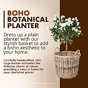 KOUBOO Rattan Round Basket & Planter, Handmade, Storage Basket, Planter Basket, Mudroom, Kids Room, Nursery, Home Essentials, Boho Decor