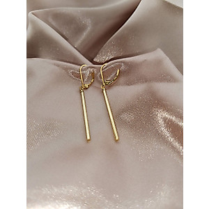 Minimal Long Vertical Bar Dangle Earrings for Women Gold Plated Simple Geometric Line Stick Drop Earrings for Men Dainty Fashion Jewelry