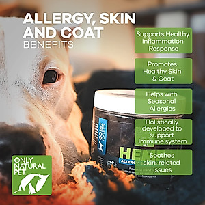 Only Natural Pet Allergy, Skin & Coat Hemp Soft Chews - Allergy Immune Bites for Dogs, Omega 3 Supplement, Hemp Oil - Calming Treats for Itchy Skin Relief, Hot Spot - (60 Count)