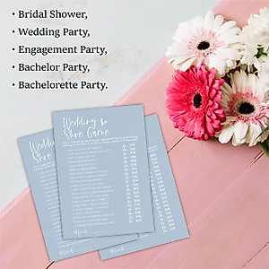 EXW Elegant Blue Bridal Shower Game Cards - Wedding Shoe Game - Engagement Party Cards, Newlyweds Party Decorations, 30 Pcs Per Set, Bridal Shower Game Supplies - A04