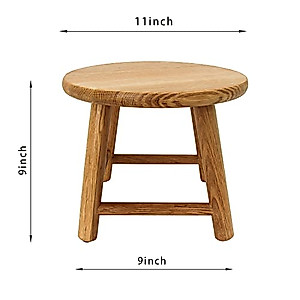 CONSDAN Kids Stool, Milking Stool, USA Grown Oak, Plant Stand, Handcrafted Solid Wood Stool, 9" Low Stool, Round Step Stool, Wooden Stool for Kids, Small Short Stool, Shoe Changing Stool(Natural)