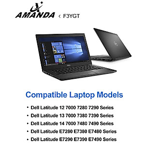 A AMANDA F3YGT Battery Replacement for Dell Latitude 12 7000 7280 7290/13 7000 7380 7390/14 7000 7480 7490 Series DM3WC 0DM3WC 2X39G 7.6V 60Wh 4-Cell