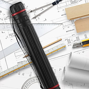 DYNWAVE Drawing Tube/Poster Drafting Adjustable Expanding 72cm, Storage for Artworks, Drawing, Flip Chart - with a Carry Strap