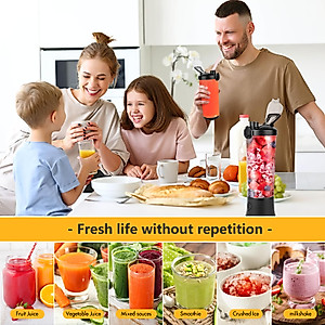 Portable Blender, 21Oz/600ML Mini Personal Juicer for Shakes and Smoothies, USB Rechargeable Juicer Mixer Blender With 6 Blades, Multi-Function Juice Cup for Home Office Gym Sports and Travel (Black)