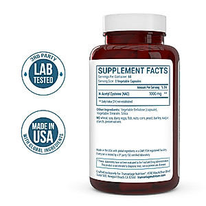 NAC Supplement (N-Acetyl Cysteine) - 1000 mg-Antioxidant Support - Promotes Liver Health and Detoxification - Boosts Lung and Immune Health - Vegetable Capsules - 120 Count - 60 Servings