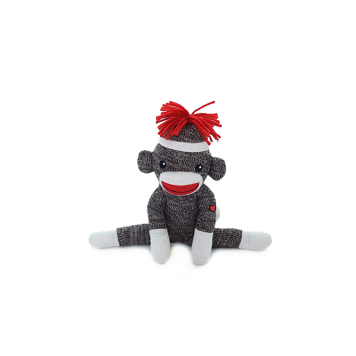 Plushland Adorable Sock Monkey 8 Inches Tall - Soft Realistic Plush Knitted Stuffed Animal Toy Gift - for Kids, Babies, Teens, Girls and Boys (Brown)