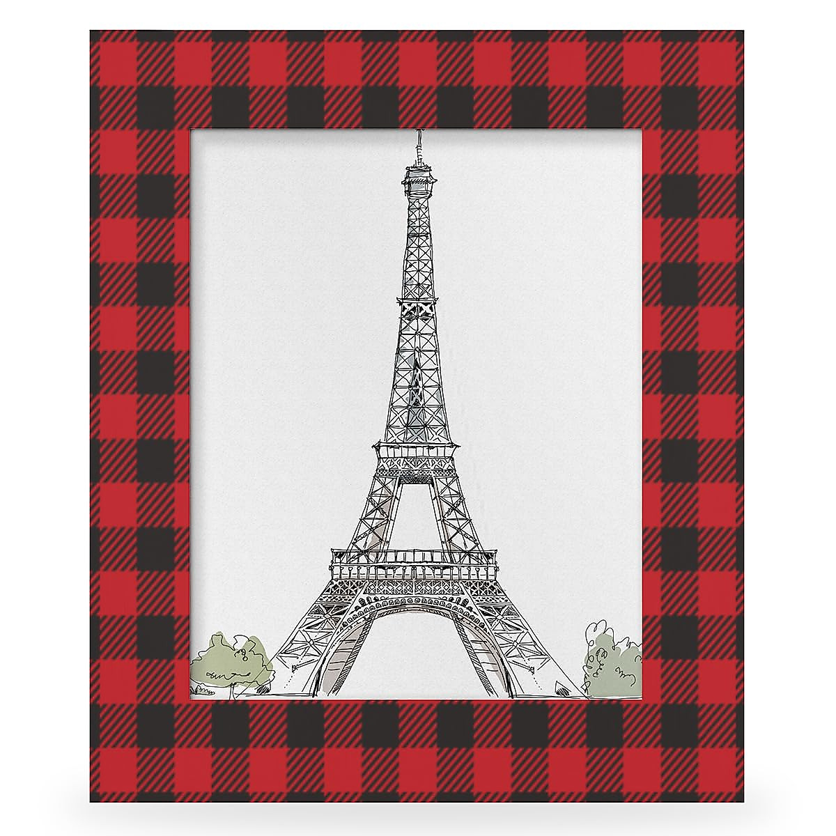 cfpolar Red Plaid 8x10 Picture Frame Solid Wood High Definition Acrylic Photo Frame Fits to 8x10 Inch Photos, Wall Mounting Picture Frames for Tabletop & Wall Display Home Decor