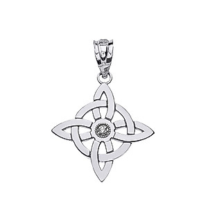 Sterling Silver Wiccan Witch's Knot Pagan Symbol CZ Pendant