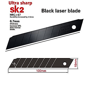 ASSIST 60-Pack 18mm Snap-off Blades,Nice Tempered Black Blade, SK2 High-Carbon Steel Replacement for all 18mm Utility Knife & Box Cutter