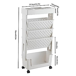 Removable Bookshelf with Wheels, Multi-Functional Large-Capacity Organization Rack, Compact Rotatable and Detachable Rolling Book Cart, Space-Saving Shelf.