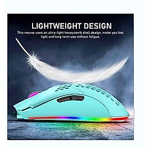 Keyboard and Mouse Gaming Set, 68 Keys Blue Switch 60% Mini Blue Backlit Mechanical Keyboard White, 6400DPI 7 Buttons Lightweight Programmable Mouse Green, USB Wired, Compatible with Windows Mac PS4