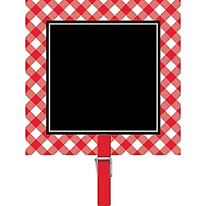 Amscan Picnic Party Chalkboard Clips - 3' x 3', Red Gingham, 8 Pcs