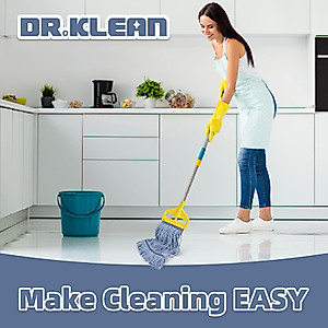 DRKLEAN 3 Pack Heavy Duty Commercial Mop Head Replacement, Wet Industrial Cotton Looped End String Cleaning Mop Head Refill,Highly Absorbent,Commercial Mop Head Replacement (Blue 3 Pack)