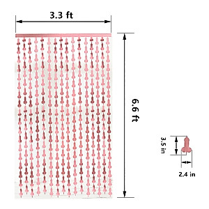 Bachelorette Party Decoration,2 Pack Rose Gold Fringe foil Curtains 3.3 x 6.6 ft