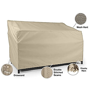 Covermates Outdoor Sofa Loveseat Cover - Water Resistant Polyester, Drawcord Hem, Mesh Vents, Seating and Chair Covers-Khaki