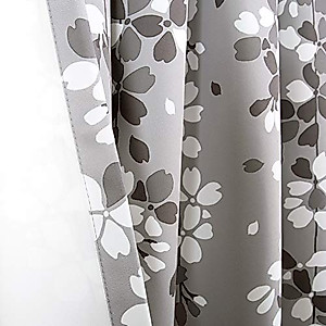 Lush Decor Weeping Flowers Darkening Window Curtains Panel Set for Living, Dining Room, Bedroom (Pair), 52"W x 84"L, Gray