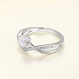 STARCHENIE Moonstone Rings for Women Sterling Silver Heart Birthstone of June Anniversary Promise Wedding Engegement Ring with Cubic Zirconia